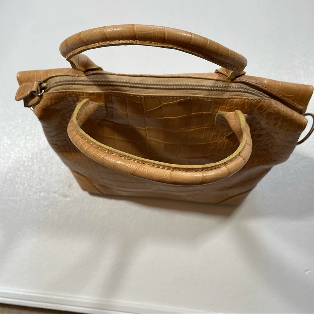 Tan Crocodile Alligator Print Purse Handbag Shoulder … - Gem